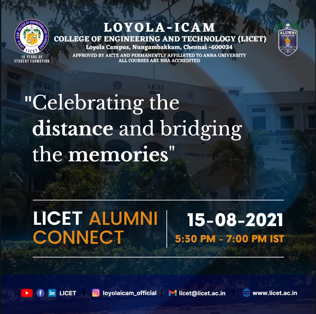LICET ALUMNI VIRTUAL CONNECT-15th August 2021 – LICET