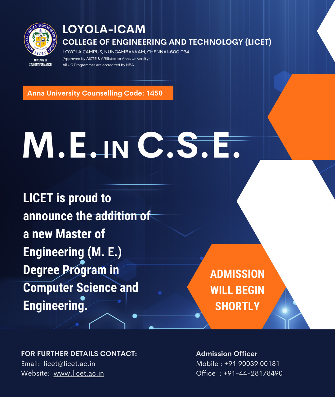 M. E Program is now available at LICET – LICET