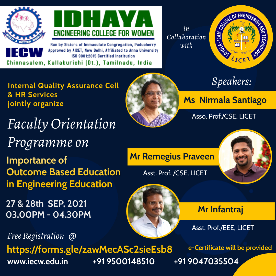 Faculty Orientation Programme on ‘Importance of Outcome Based Education in Engineering Education ...