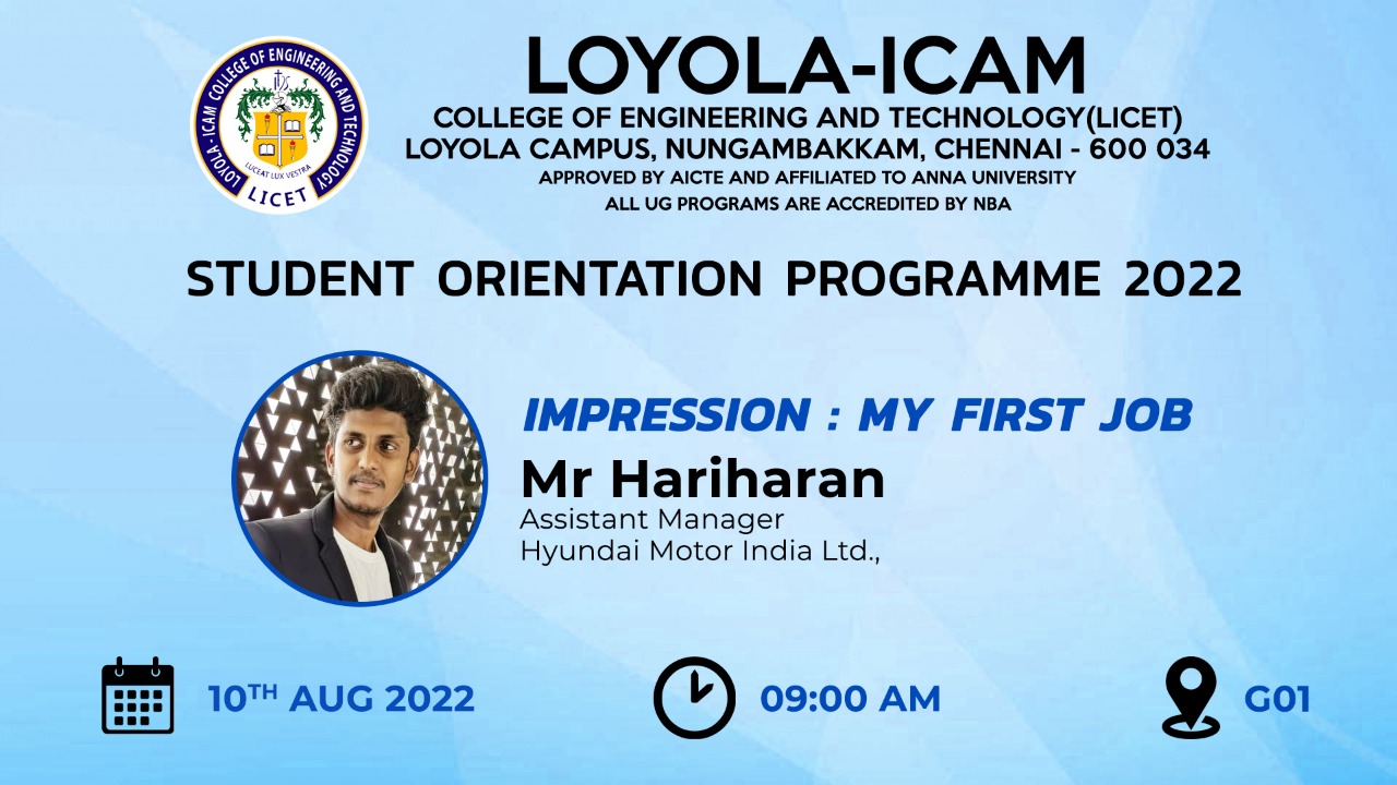Student Orientation Programme 2022 – LICET
