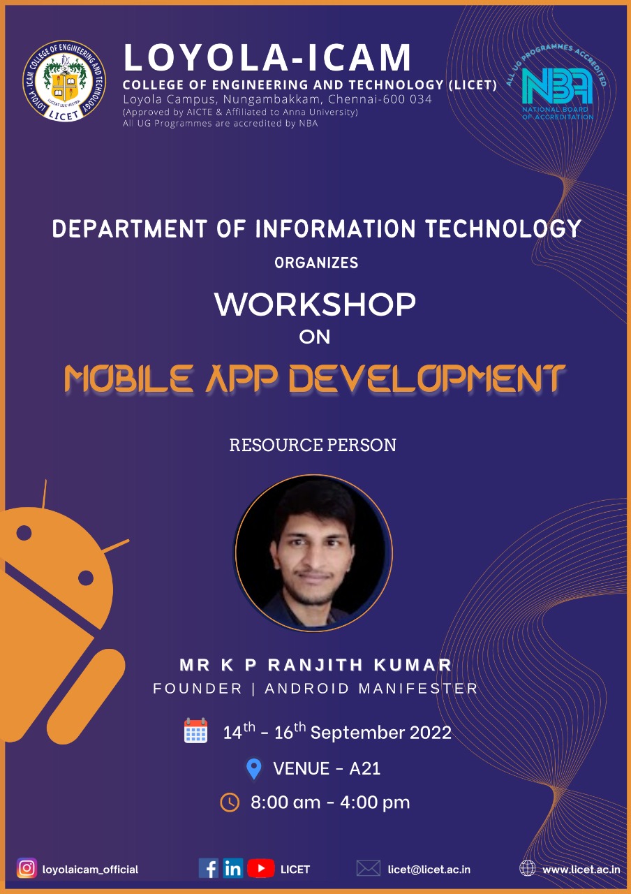 Workshop on Mobile App Development – LICET