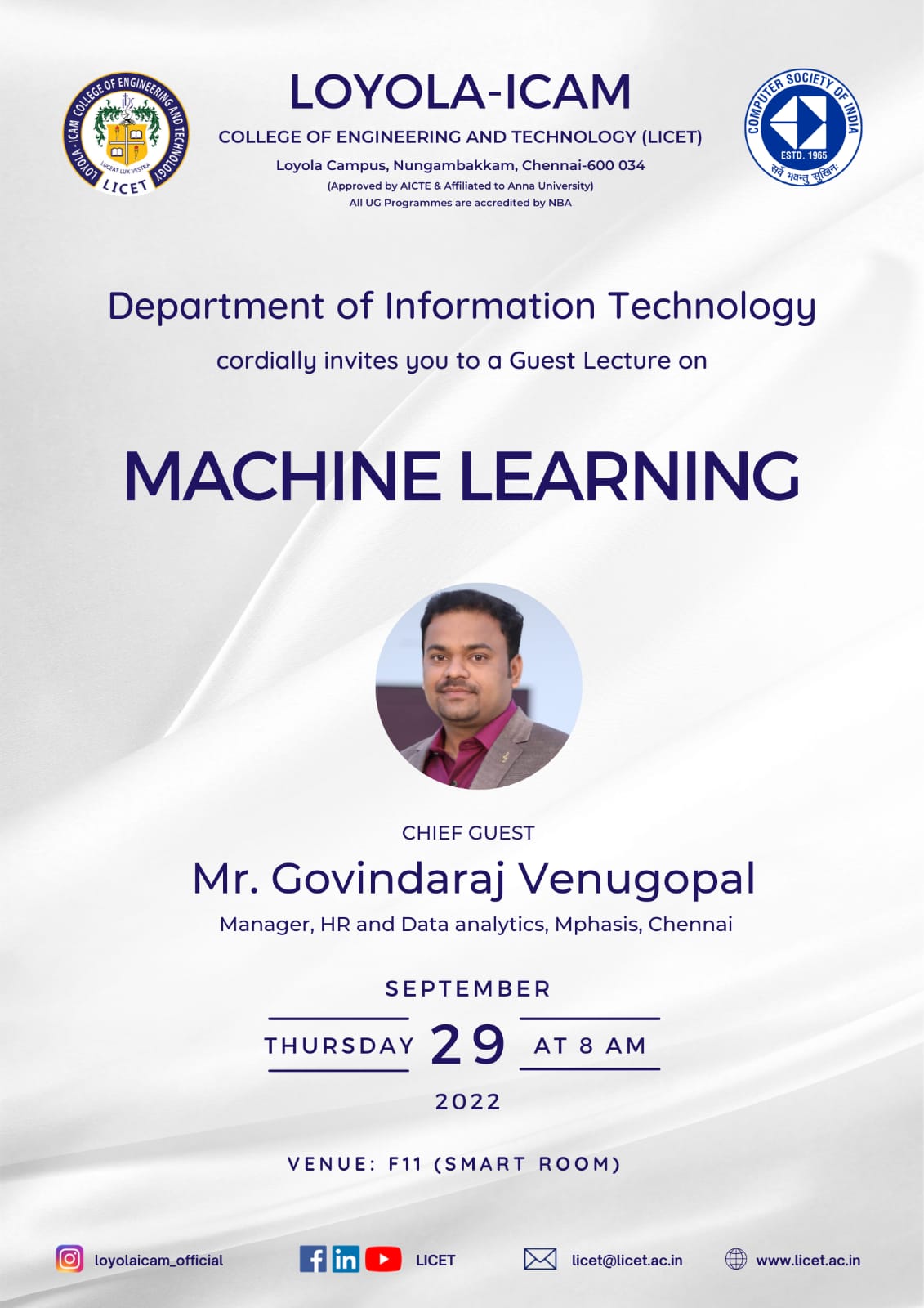 Guest Lecture on Machine Learning – LICET