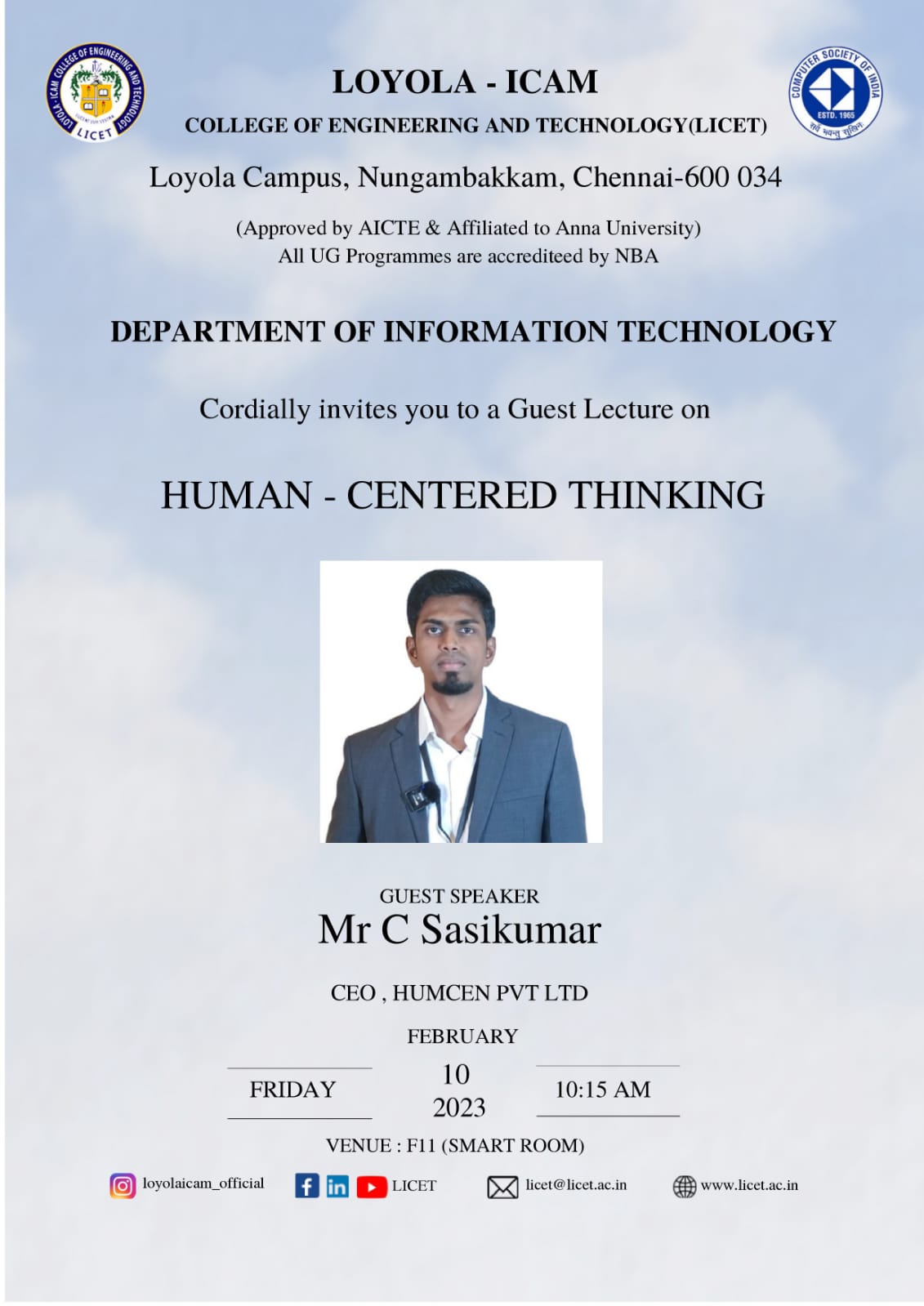 Guest Lecture on Human Centered Thinking – LICET