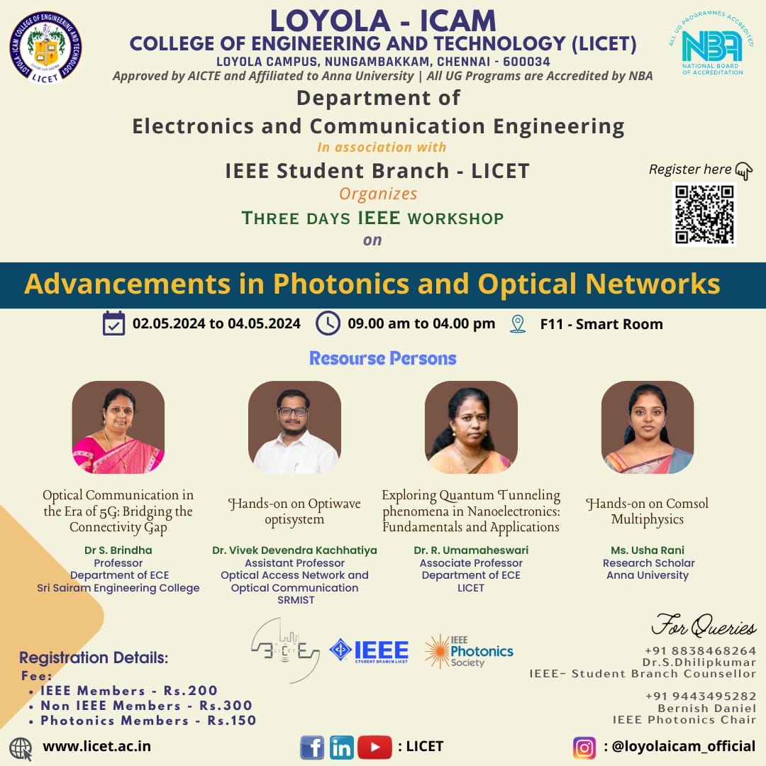 Advancements in Photonics and Optical Networks – LICET