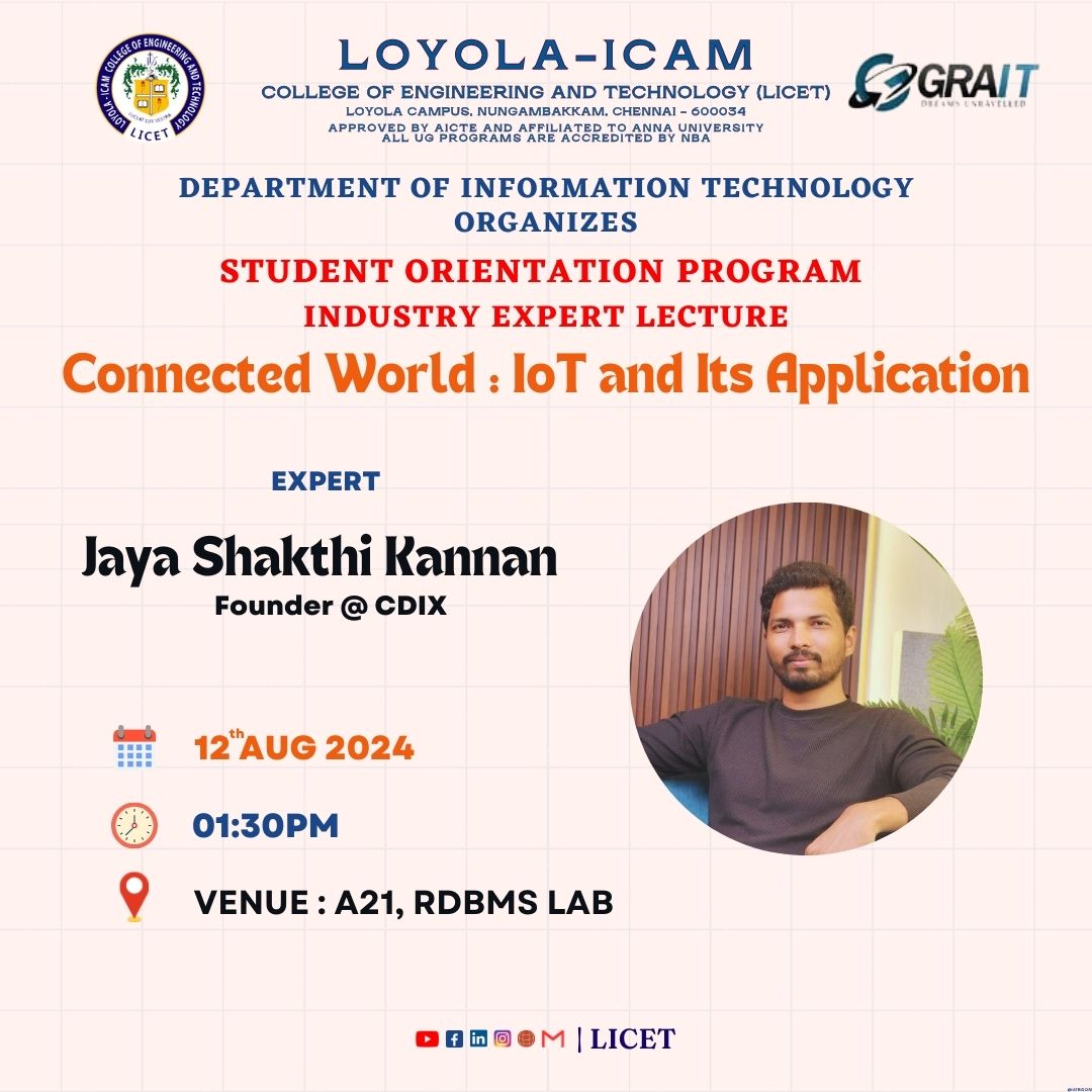 Student Orientation Program – Connected World: IoT and its Applications ...