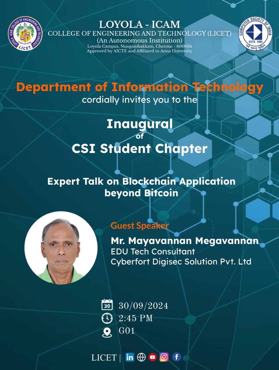 CSI Student Chapter – Inauguration – LICET